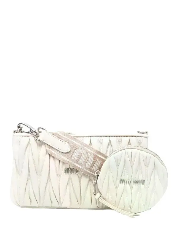 Miu Miu Quilted Matelassé Clutch With Coin Purse - White