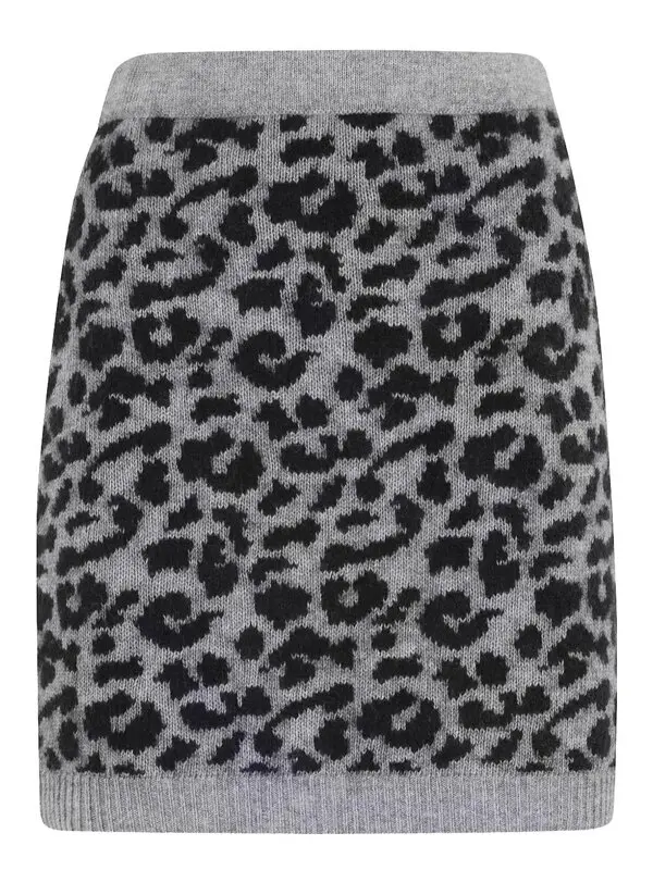 Federica Tosi Leopard-print Knit Mini Skirt - Grey