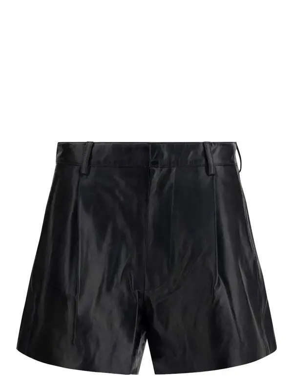 R13 Pleated Leather Shorts - Black
