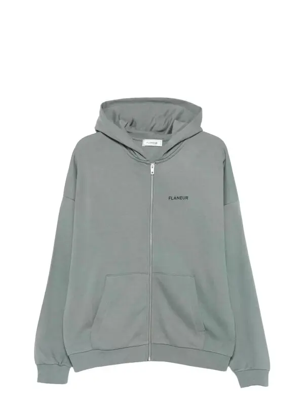 FLANEUR Zip-up Hooded Jacket - Green