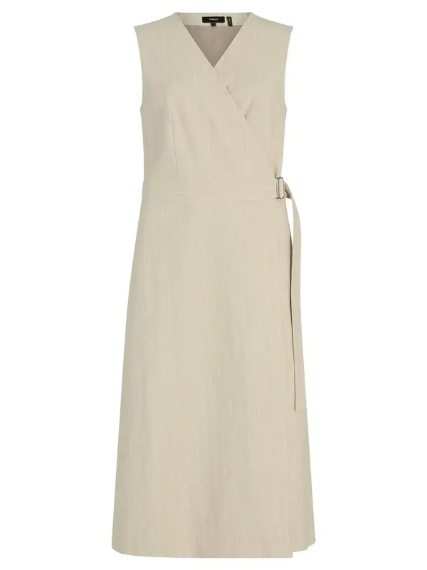 Theory Linen-blend Wrap Midi Dress - Beige