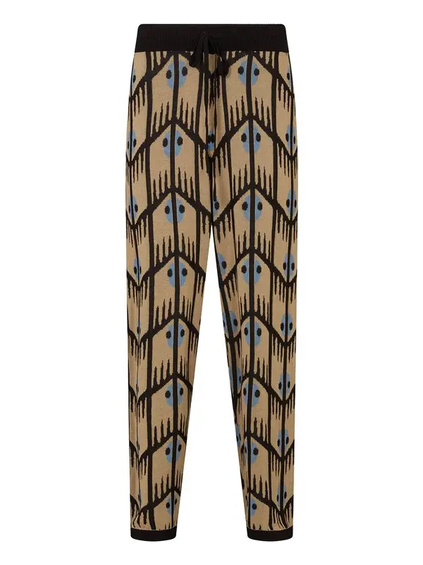 Commas Geometric Jacquard Trousers - Beige
