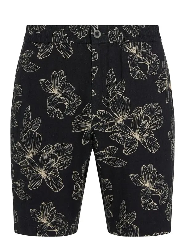 Vince Linen-blend Floral Cabana Shorts - Navy