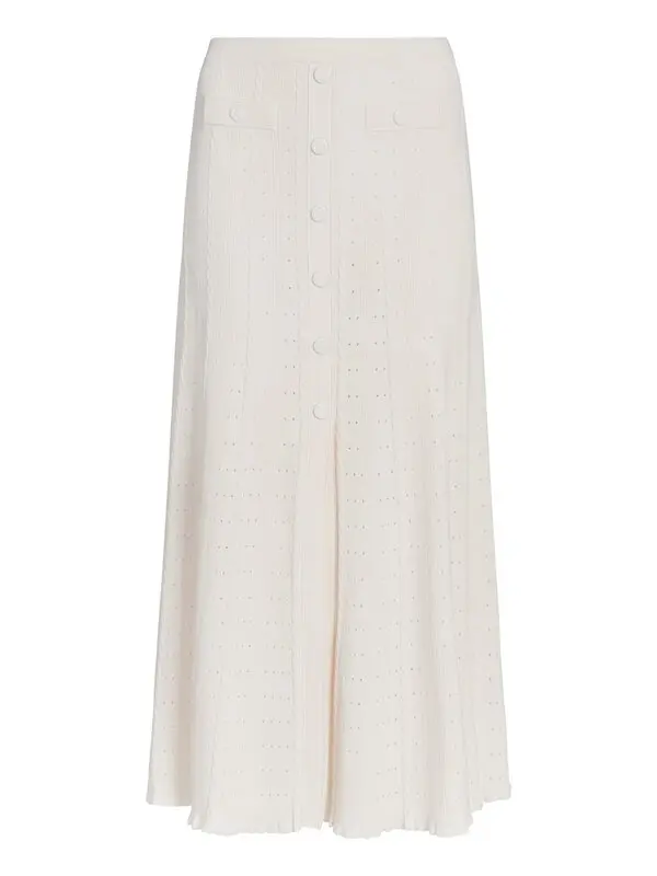 Sandro Pointelle-knit Midi Skirt - Beige
