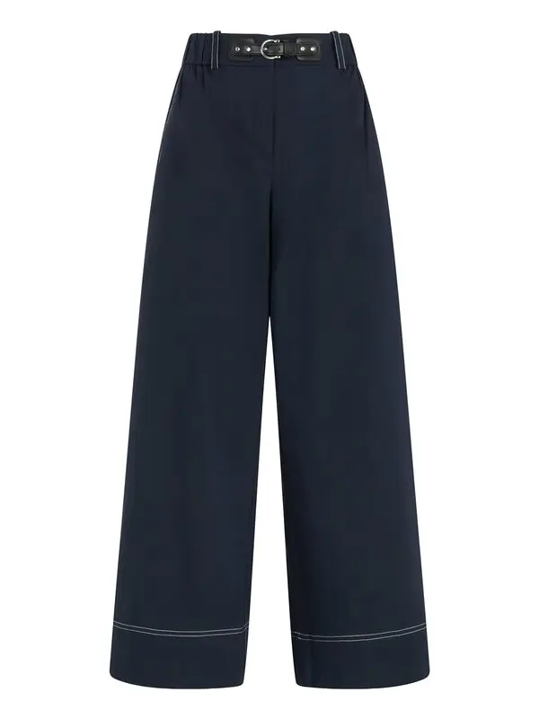 Maje Belted Wide-leg Trousers - Blue