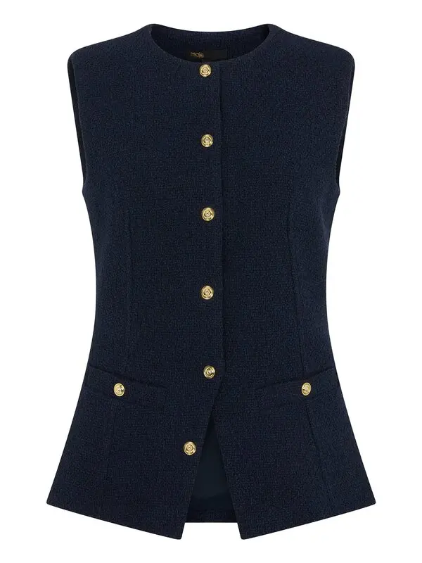 Maje Pocket-detail Sleeveless Waistcoat - Blue