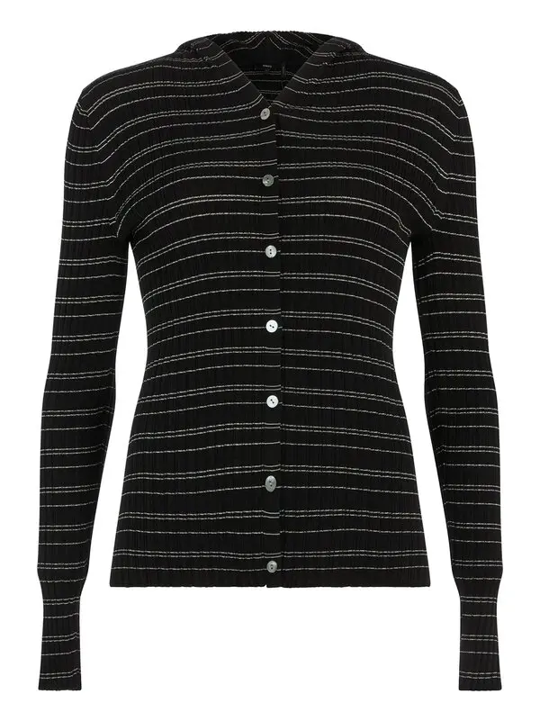 Theory Striped Hooded Cardigan - Black