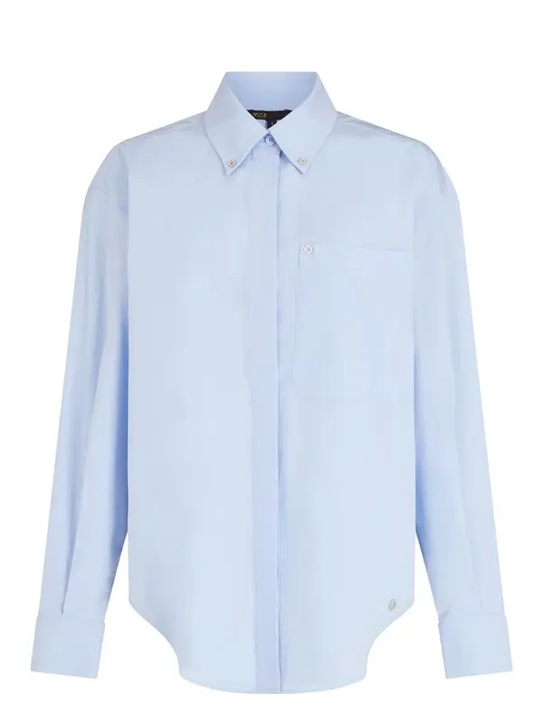 Maje Cotton Poplin Long Sleeve Shirt - Blue