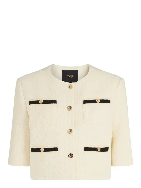Maje Cotton-blend Tweed-effect Jacket - White