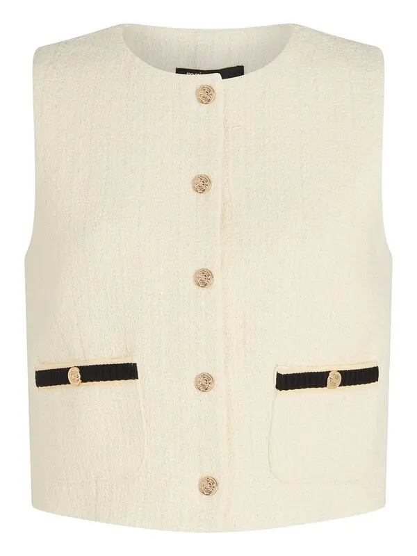 Maje Tweed Sleeveless Top - White