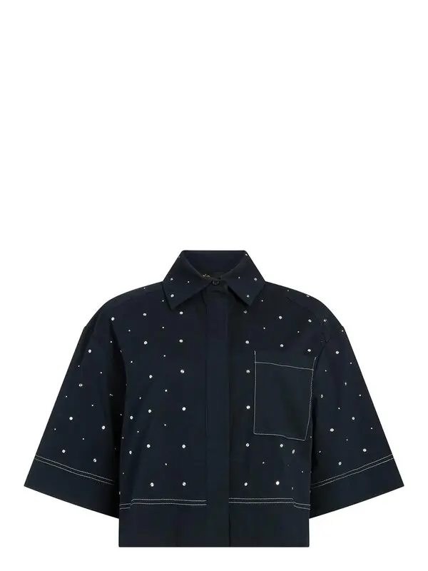 Maje Studded Cropped Shirt - Blue