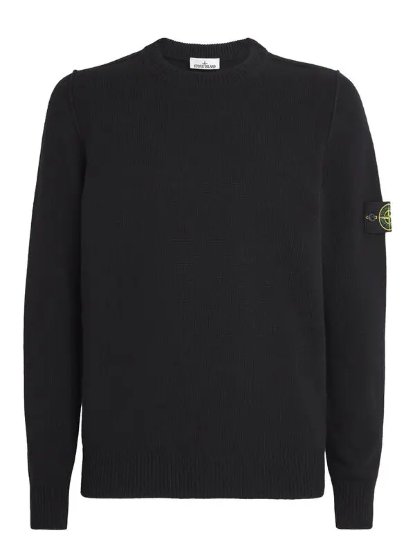 Stone Island Virgin Wool-blend Midweight Sweater - Black