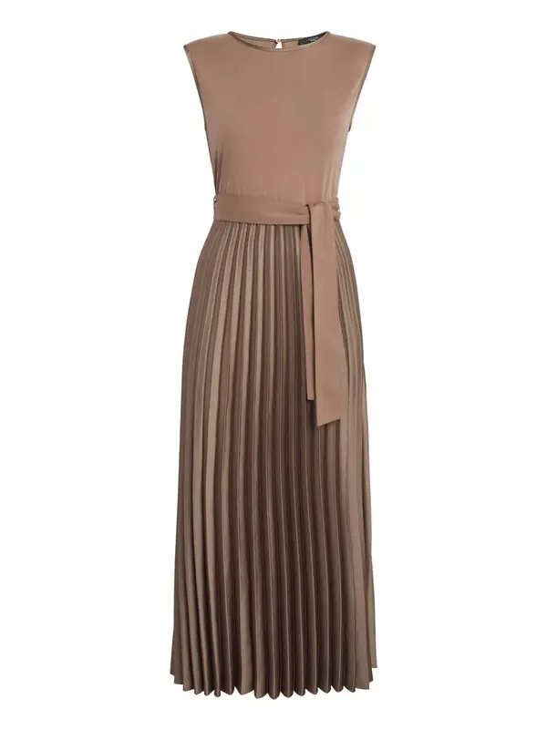 Max Mara Jersey Pleated Midi Dress - Brown