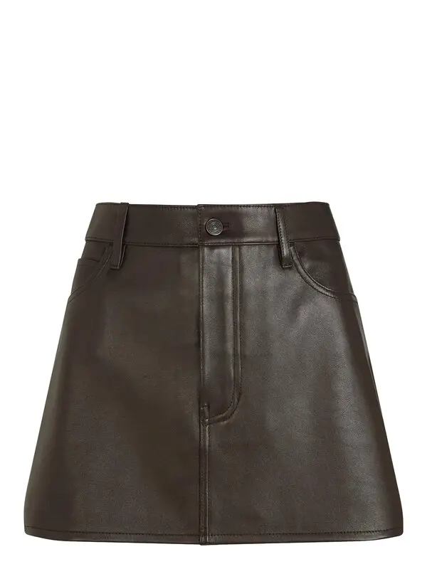 FRAME Leather Mini Skirt - Brown