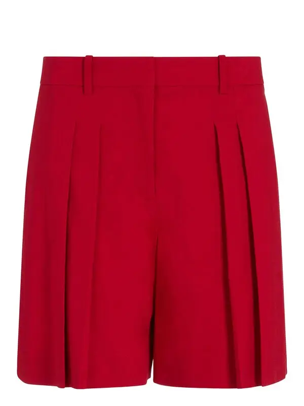 Theory Linen-blend Pleated Tailored Shorts - Red