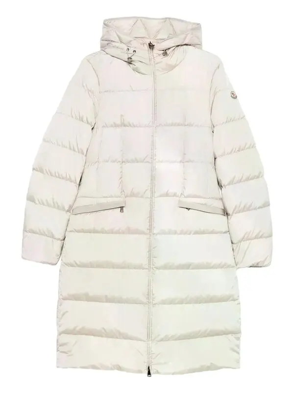 Moncler Quilted Coat With Hood - Neutrals