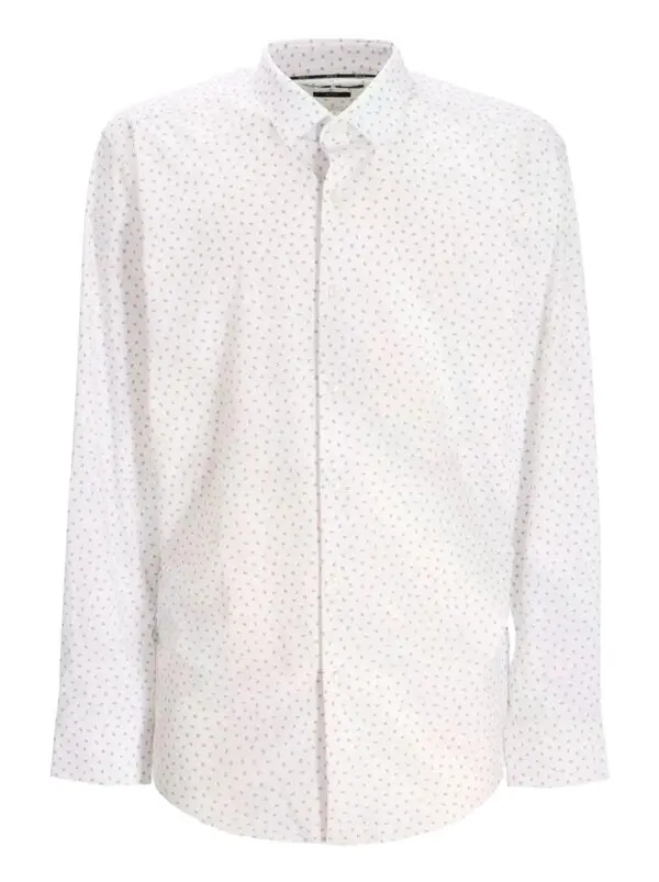 BOSS Micro-pattern Long-sleeve Shirt - White