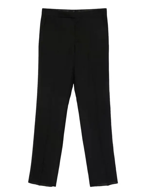 LARDINI Wool Straight-leg Trousers - Black