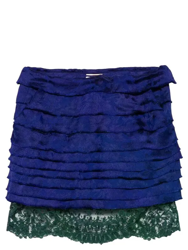 Saint Laurent Jacquard And Lace Mini Dress - Blue