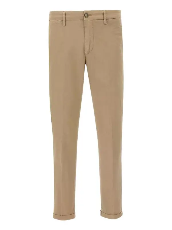 RE-HASH Turn-up Cotton Trousers - Brown
