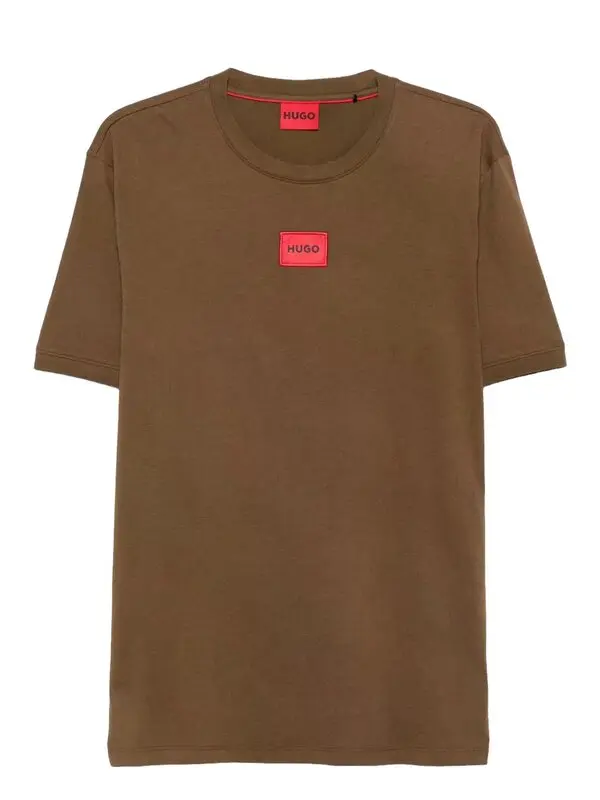 Hugo Logo-embroidered Cotton T-shirt - Brown