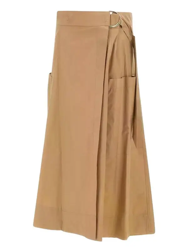KAOS Wrap-around A-line Skirt With Pockets - Brown