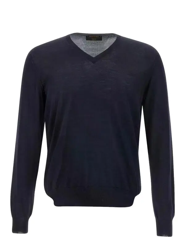 GRAN SASSO V-neck Ribbed-edge Sweater - Blue
