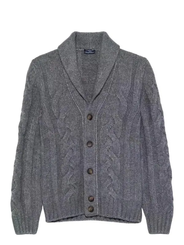 BARBA NAPOLI Cable-knit Shawl-collar Cardigan - Blue