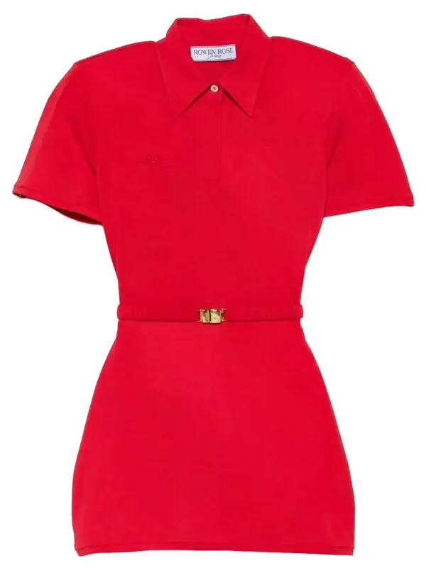 ROWEN ROSE Short-sleeve Mini Polo Dress - Red
