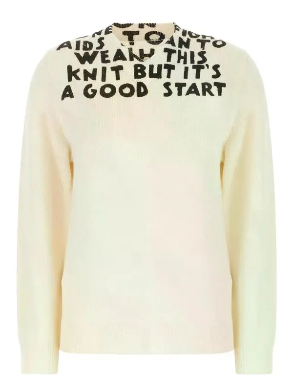 MAISON MARGIELA Lettering-print Wool Sweater - White