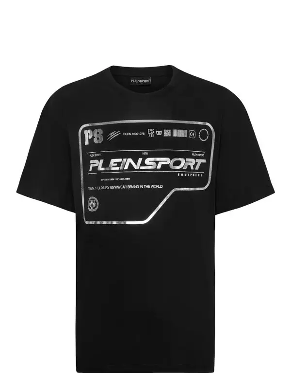 PLEIN SPORT Metallic-logo Cotton T-shirt - Black