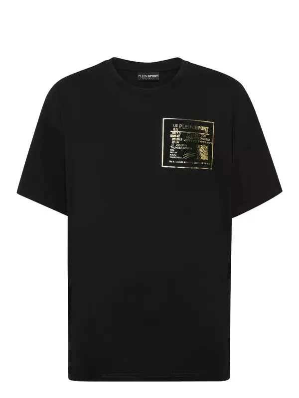 PLEIN SPORT Gold-detail Cotton T-shirt - Black