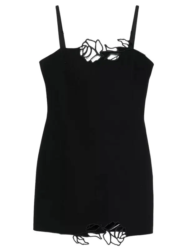 Blumarine Rose-embellished Mini Dress - Black