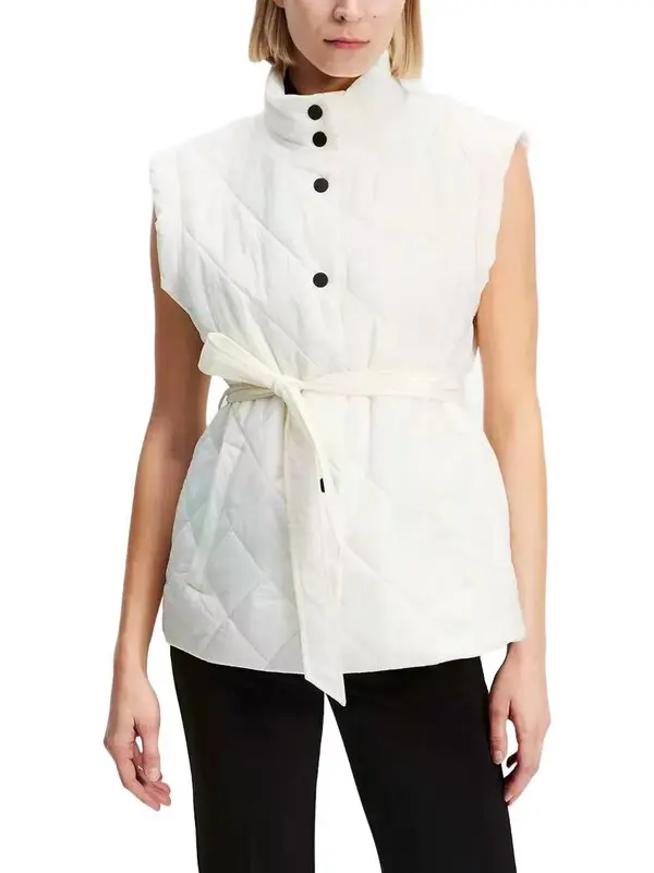 Karl Lagerfeld Quilted Belted Vest - White