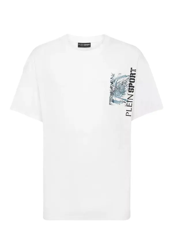 PLEIN SPORT Tiger-print Cotton T-shirt - White