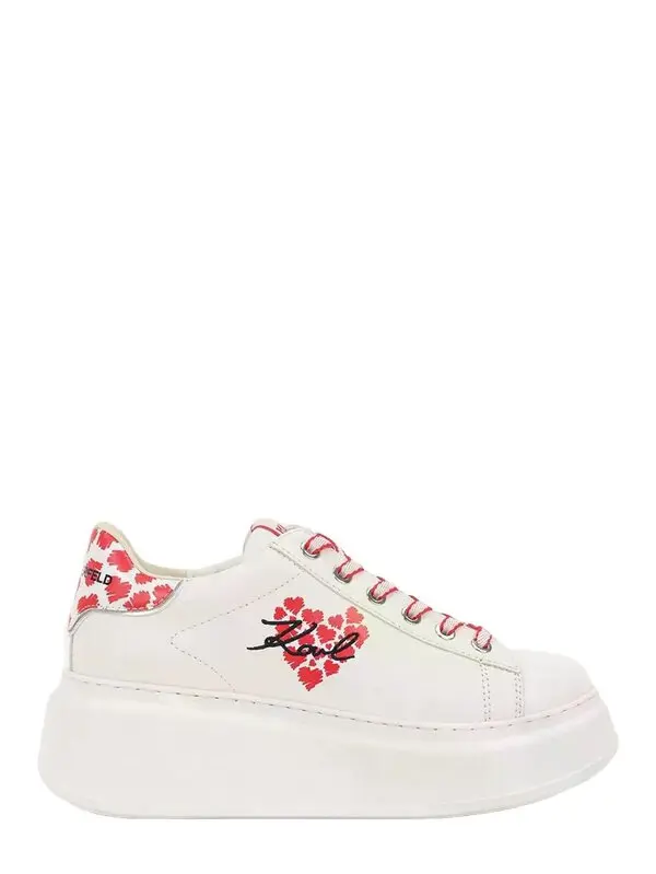 Karl Lagerfeld Heart-print Platform Sneakers - White