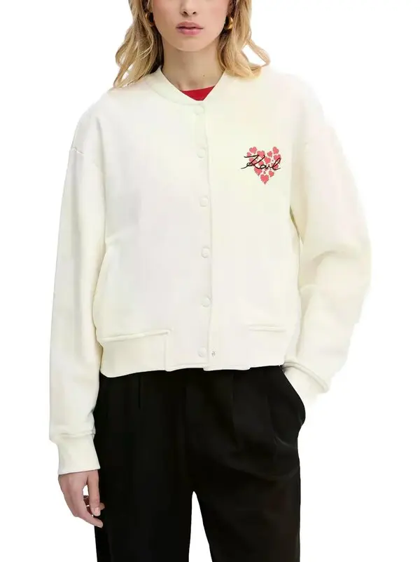 Karl Lagerfeld Heart-embroidered Bomber Jacket - White