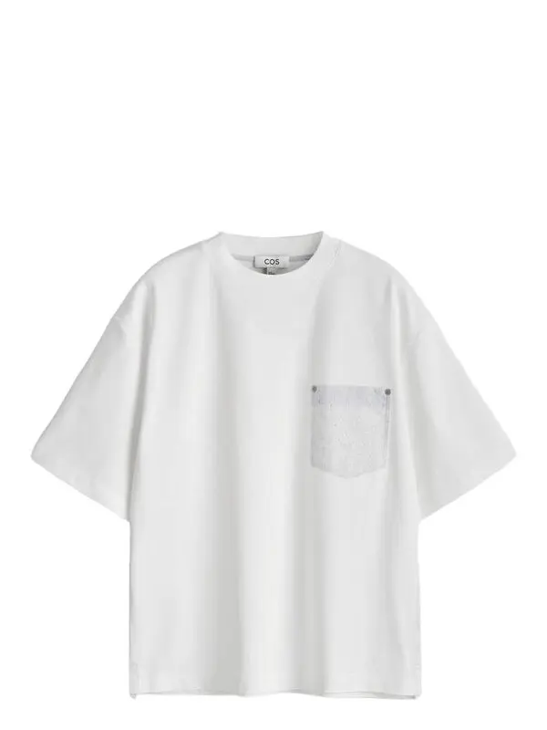 Cos Oversized Woven-pocket T-shirt - White
