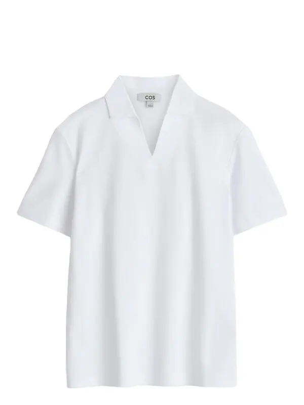 Cos Technical Piqué Polo Shirt - White
