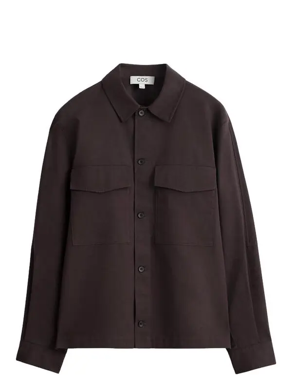 Cos Relaxed Cotton Overshirt - Brown