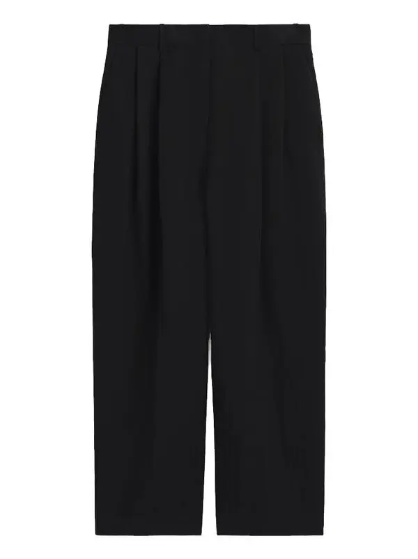 Cos Relaxed Fluid Wide-leg Pants - Black