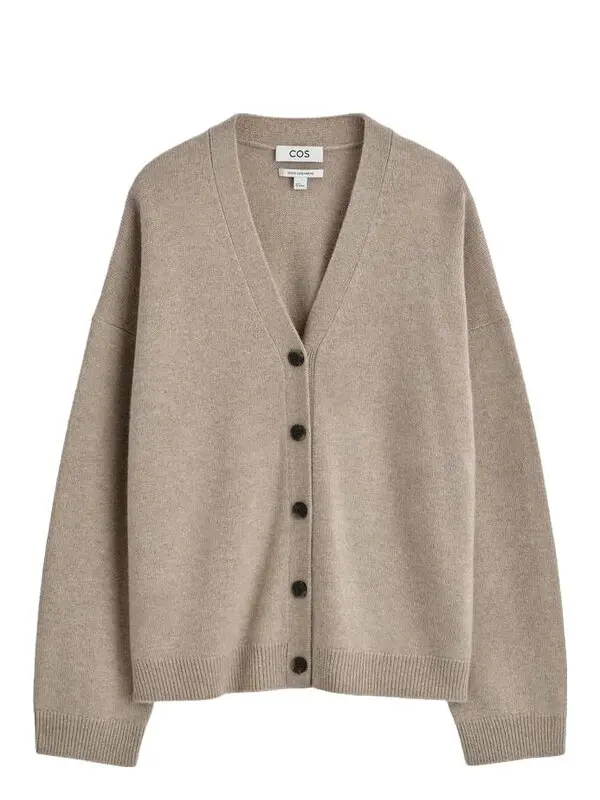 Cos Cashmere V-neck Cardigan - Beige