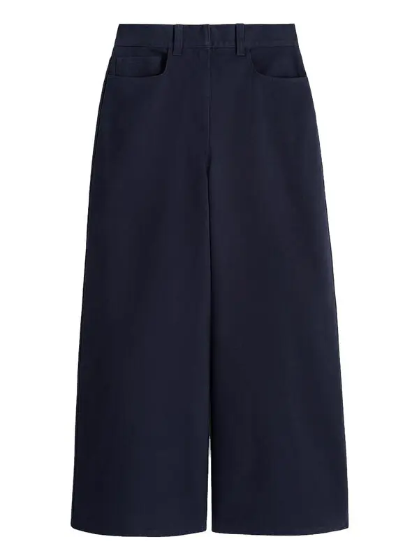 Cos Cotton Cropped Wide-leg Trousers - Navy