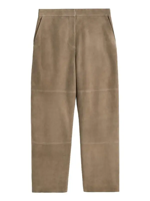 Cos Fluid Straight-leg Suede Pants - Beige