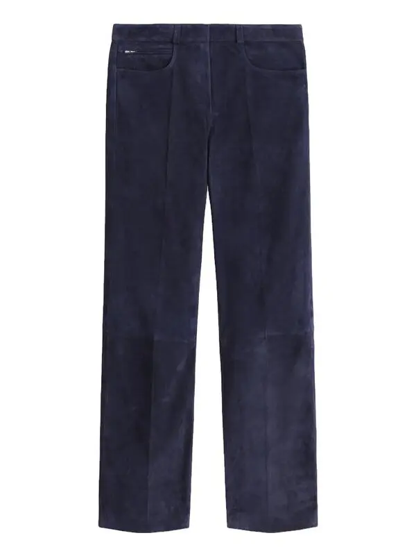 Cos Fluid Straight-leg Suede Pants - Navy