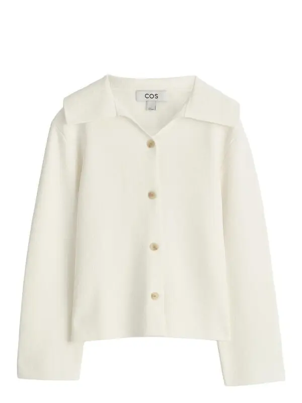 Cos Collared Knitted Jacket - White
