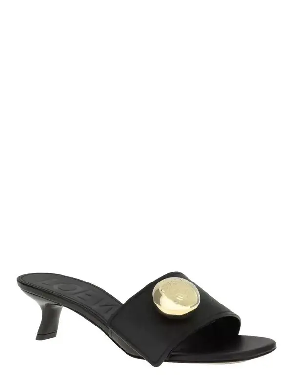 Loewe 450mm Pebble-embellished Leather Sandals - Black