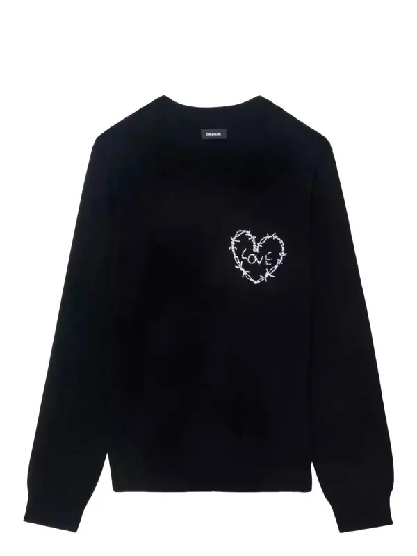 Zadig&Voltaire Heart-embroidered Wool Sweater - Black
