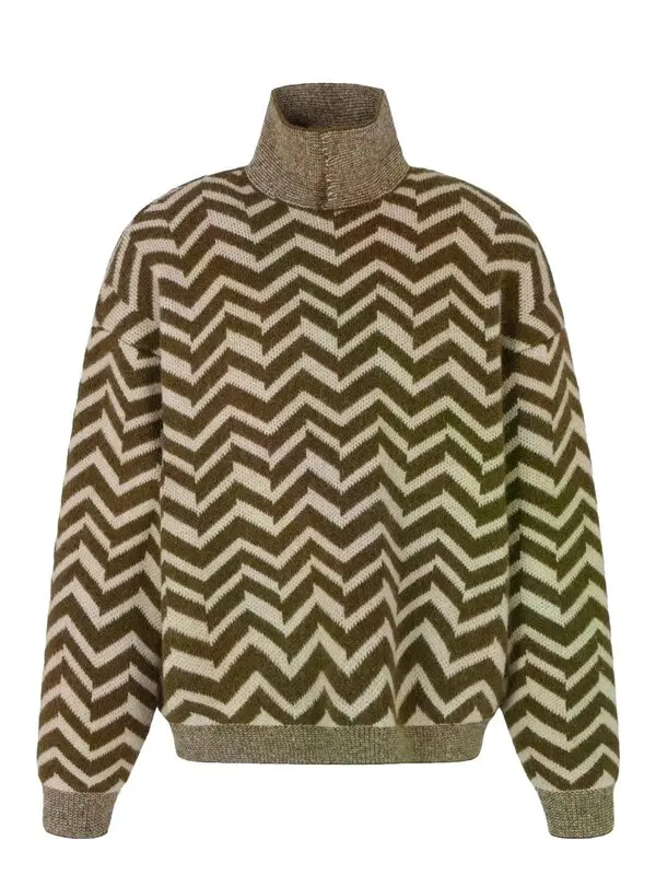 Emporio Armani Chevron-pattern High-neck Sweater - Neutrals