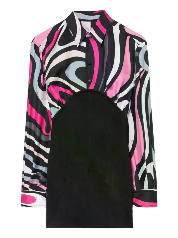Emilio Pucci Marmo-print Silk Twill Shirt Dress - Black